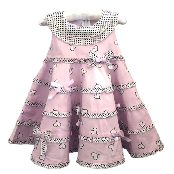 Biscotti | Dresses | Biscotti Pink With White Hearts Black Polka Dot ...